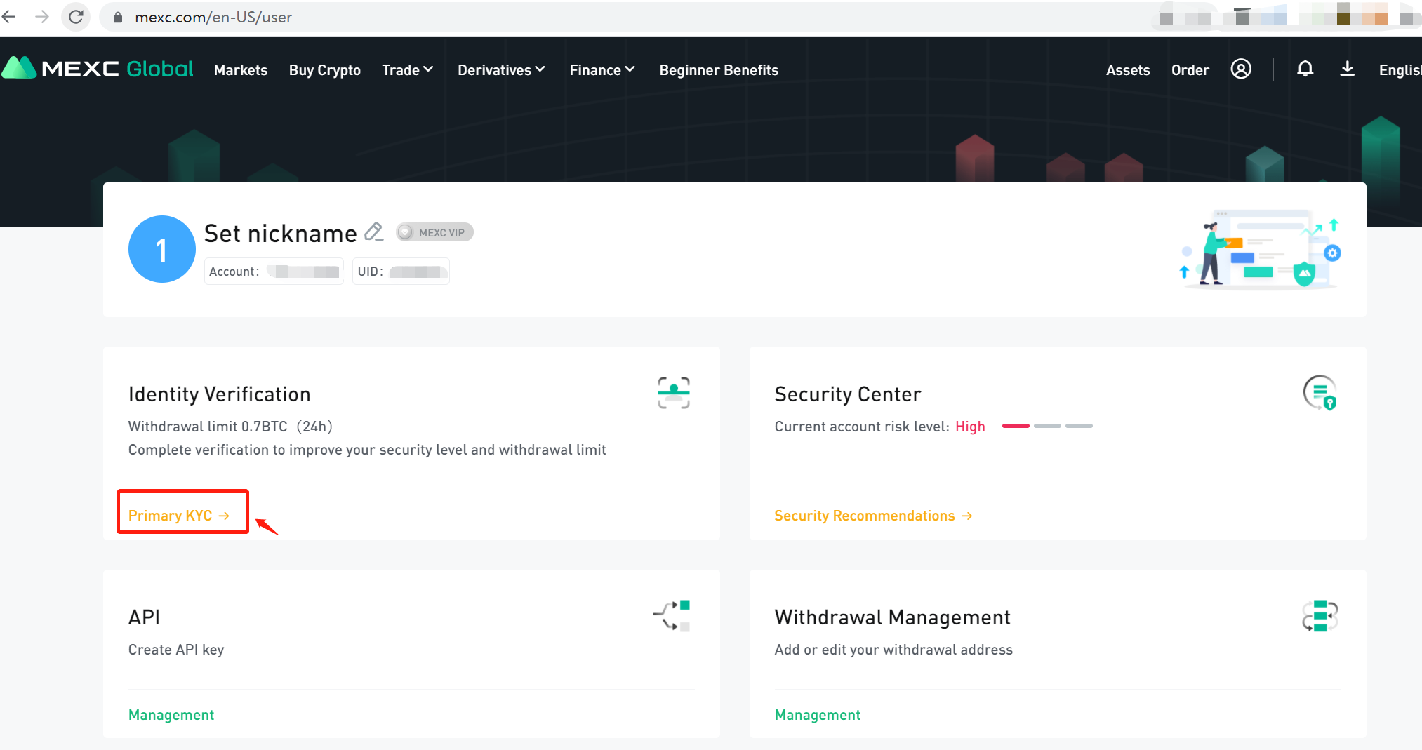 How to complete MEXC exchange KYC on webpage?