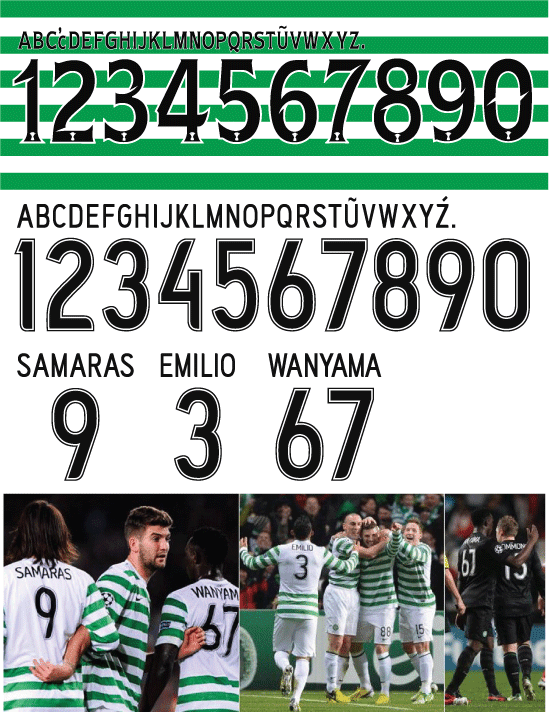 Football teams shirt and kits fan: Celtic 2012-13 team font