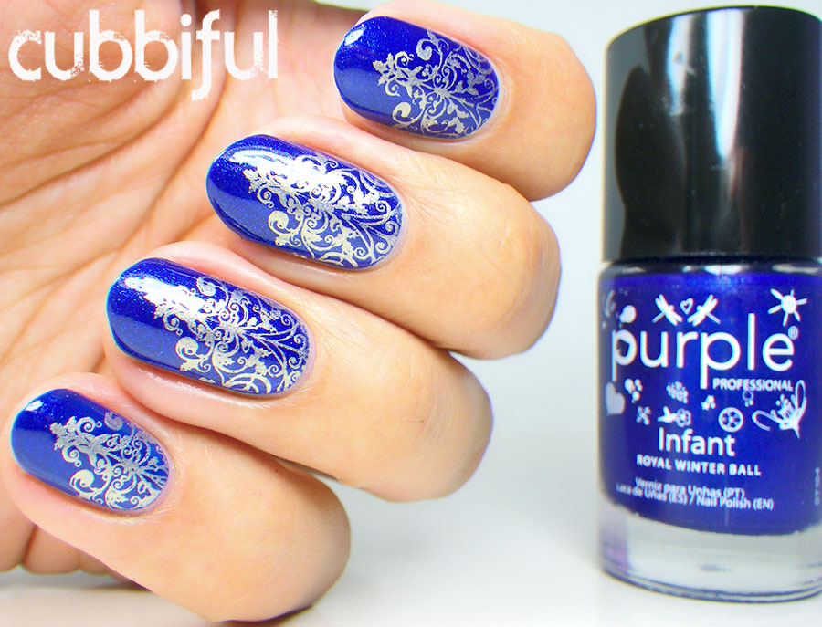 cubbiful: 31DC2015 Day 29 - Blue Base - Gold Stamping in Royal Blue Nails