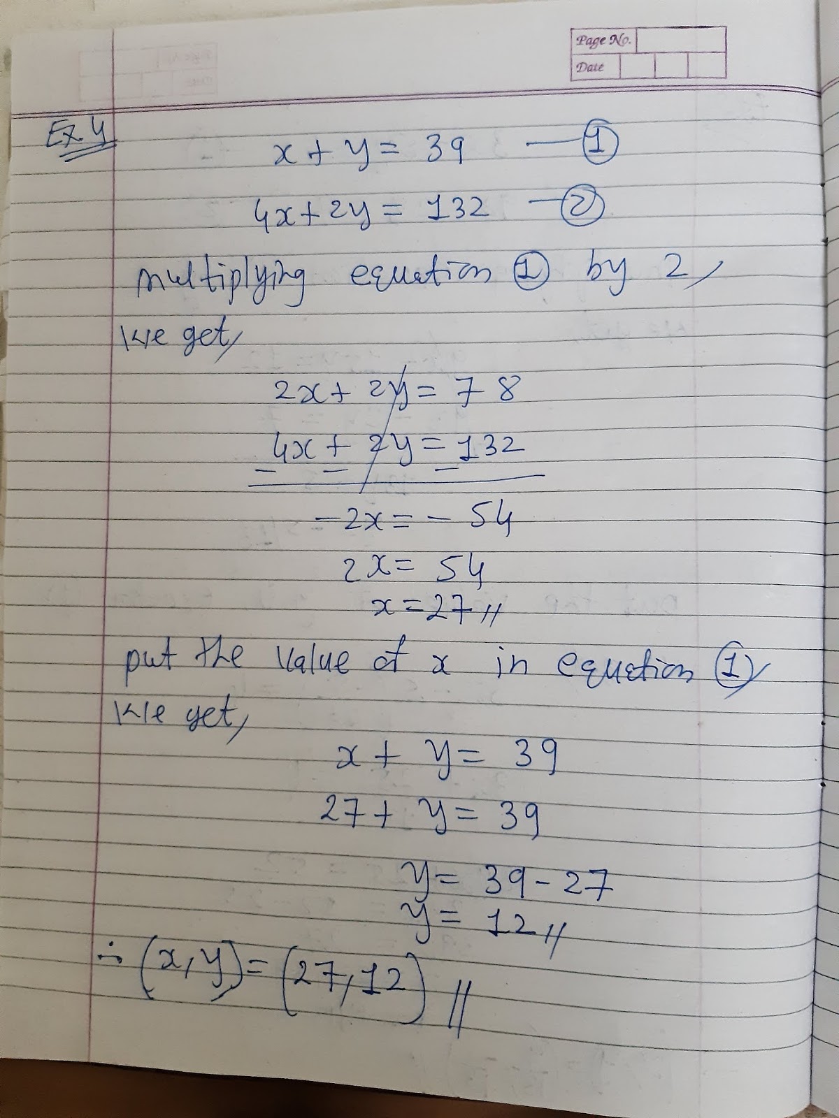 Math grade 10th Chapter 3 Linear equation 28/04/20 Class work