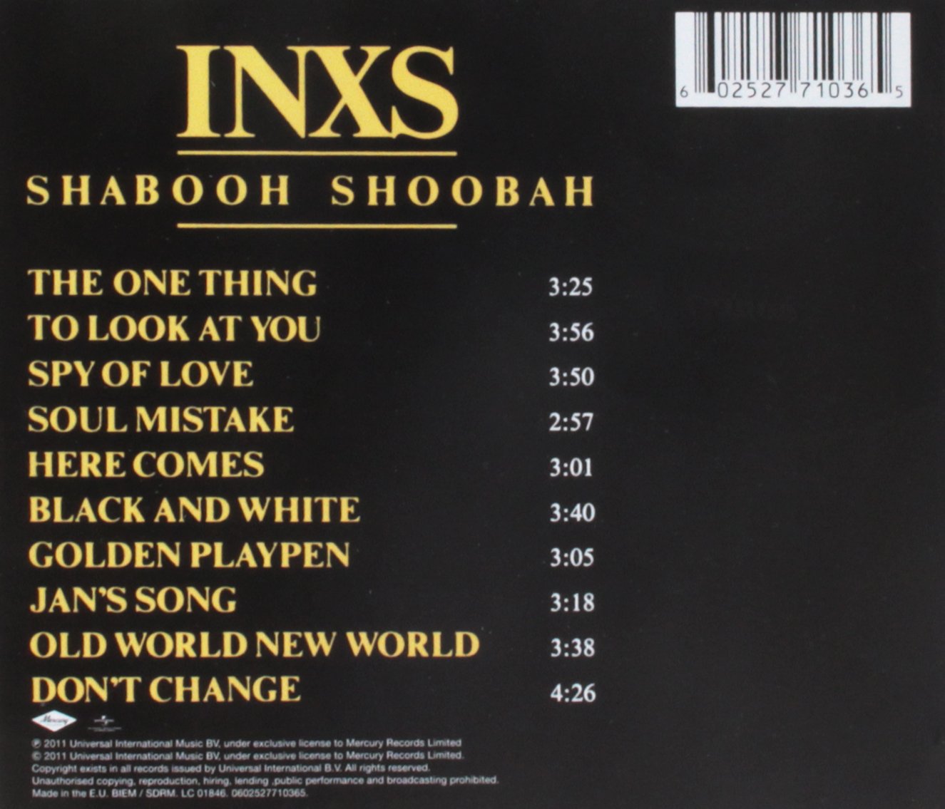 Classic Rock Covers Database: INXS - Shabooh Shoobah (1982)