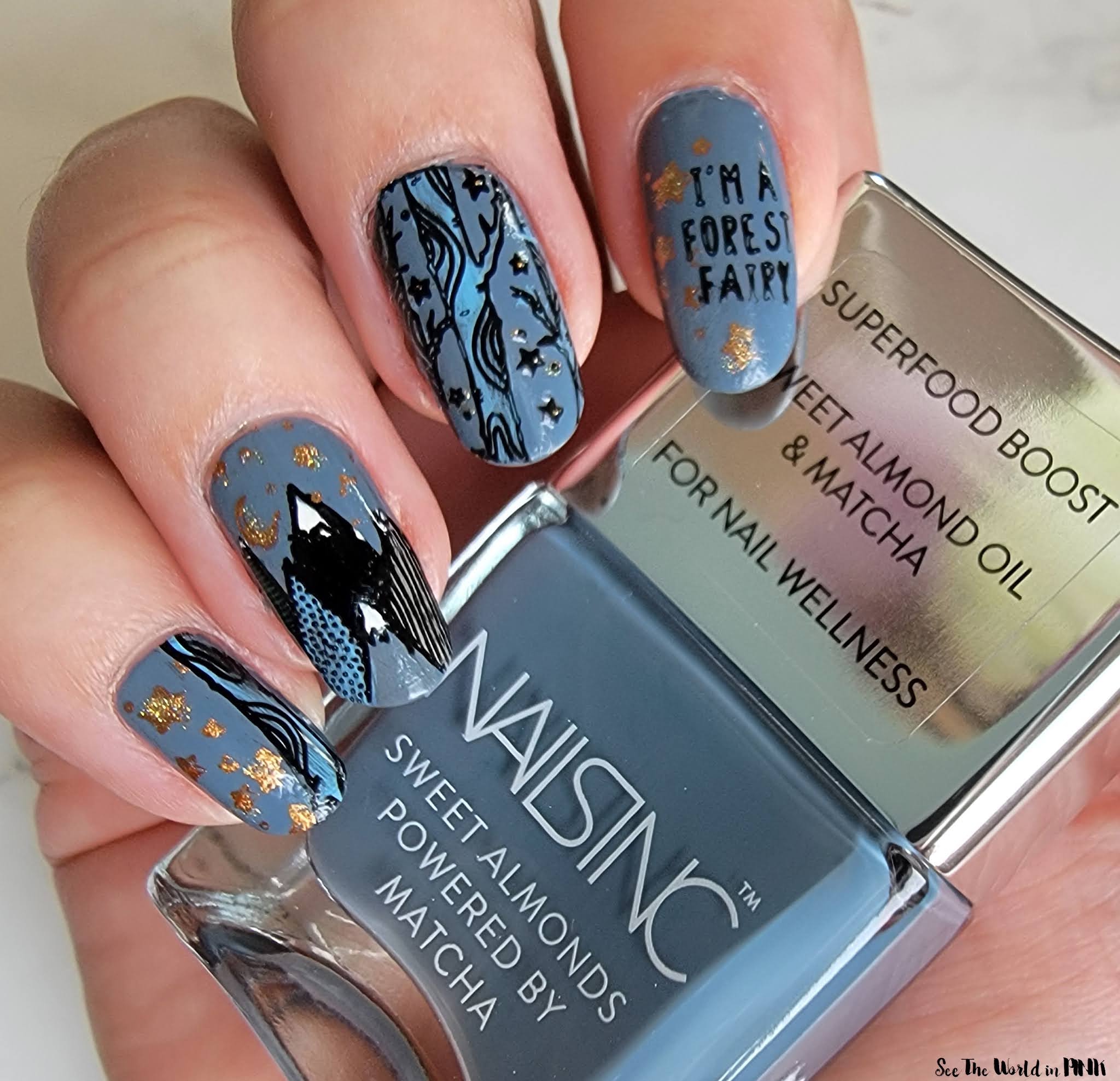 Manicure Monday - Stamped Fall Mountain Nails | See the World in PINK