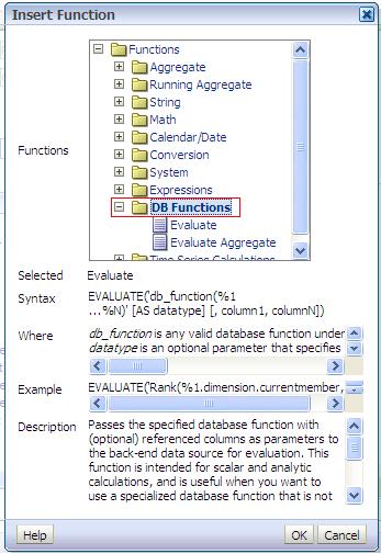 Oracle Business Intelligenceobieeallams Evaluate Function In Obiee To Embedded Db Functions
