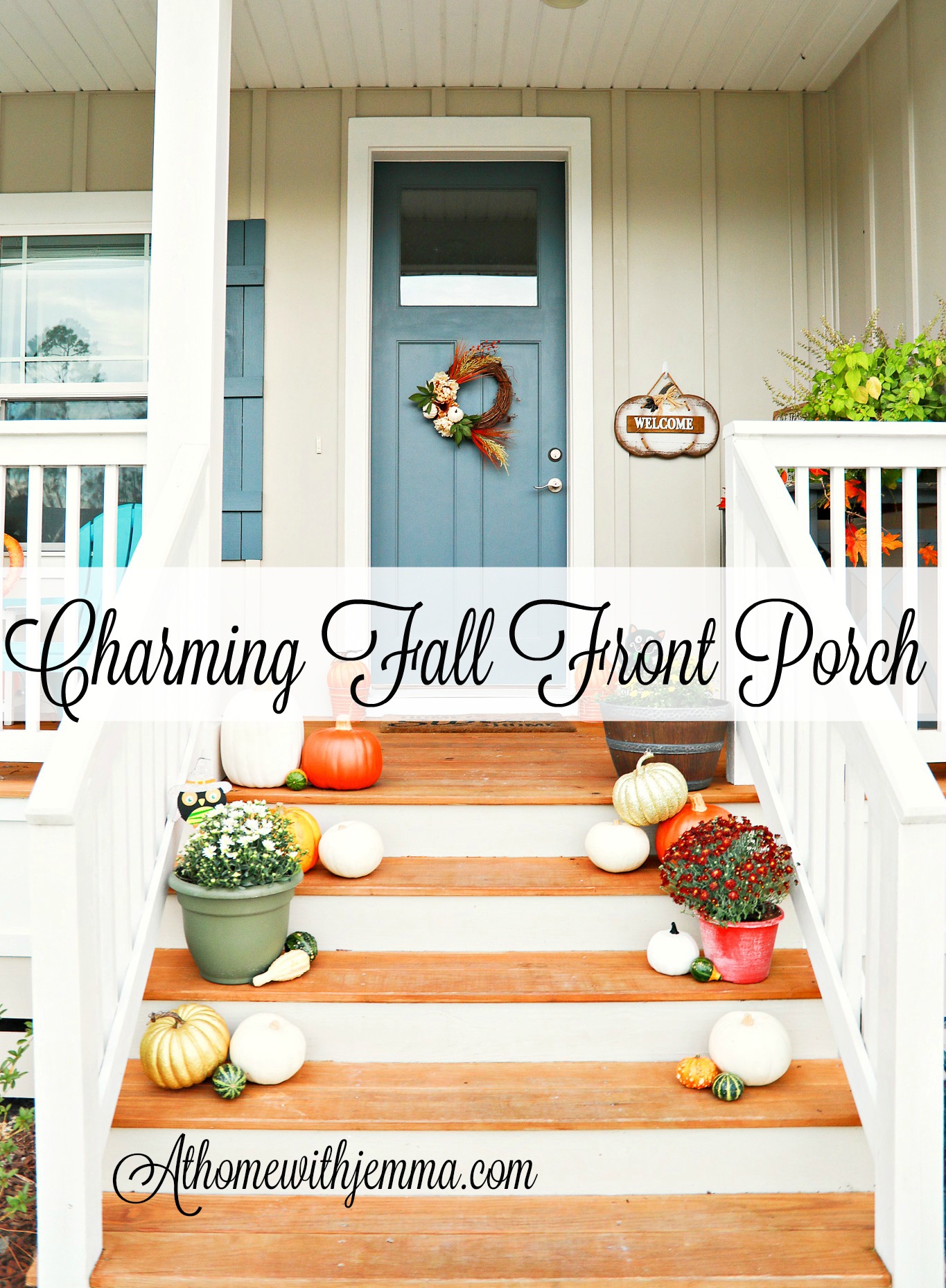 Southern Farmhouse: Charming Fall Front Porch - At Home with Jemma