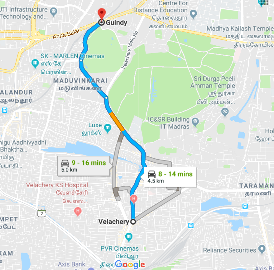 Velachery to Guindy - Share Auto Routes - Chennai - Share Auto