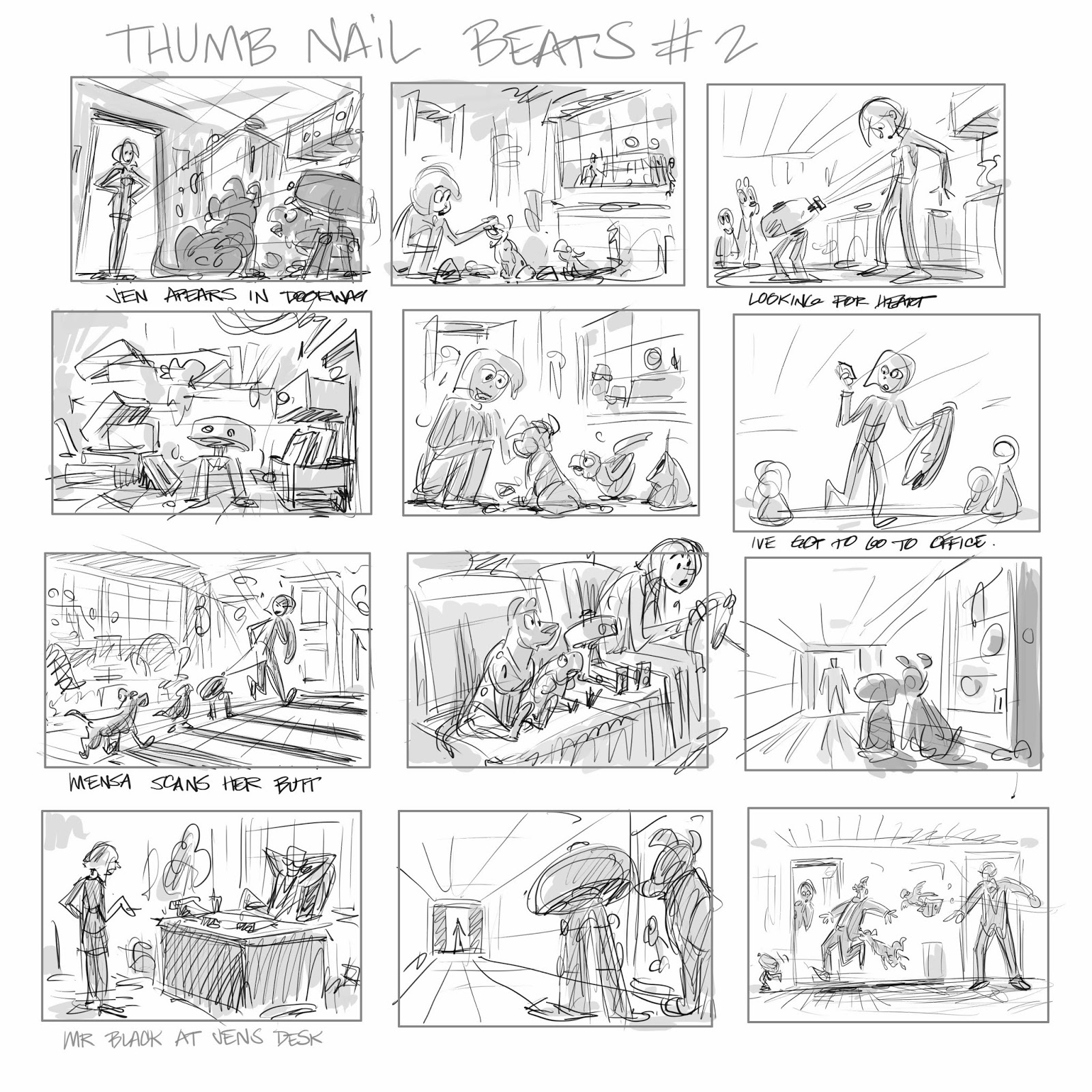 Skip Jones Animation: Thumbnail storyboards