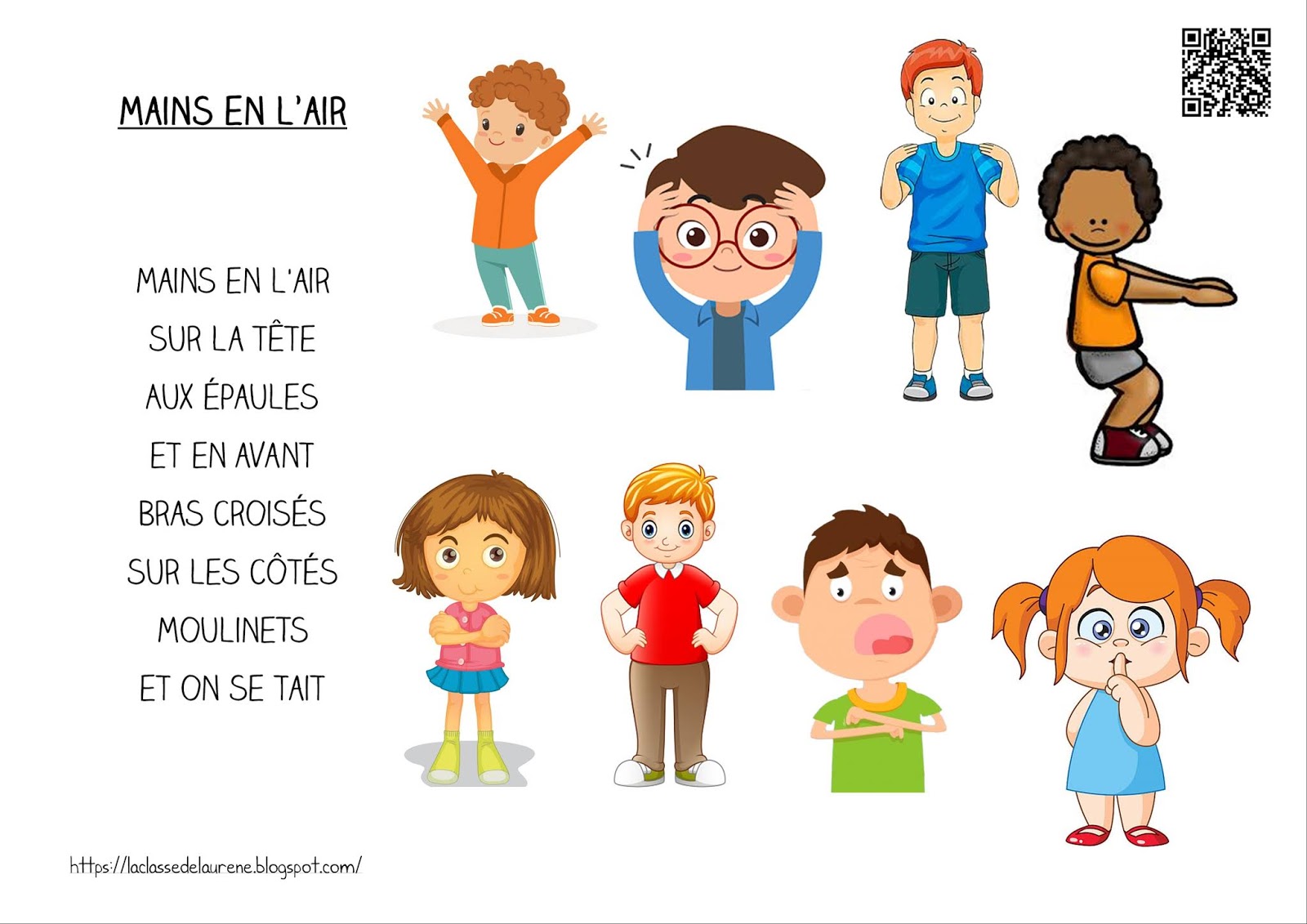 La maternelle de Laurène: Paroles - mains en l'air