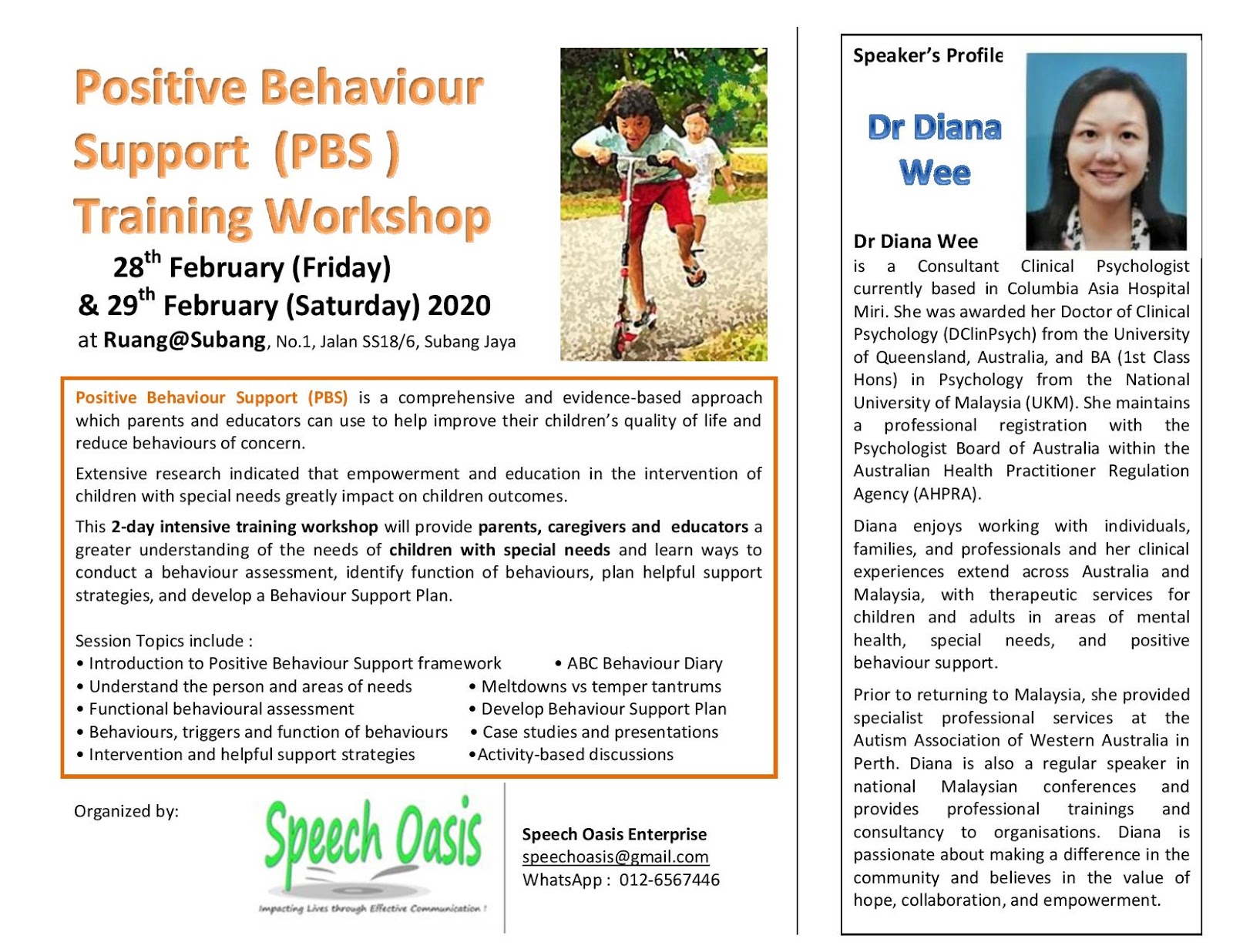 Speech Oasis: Positive Behaviour Support (PBS) Training Workshop 2020