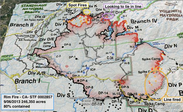 Yosemite Rim Fire Satelite View