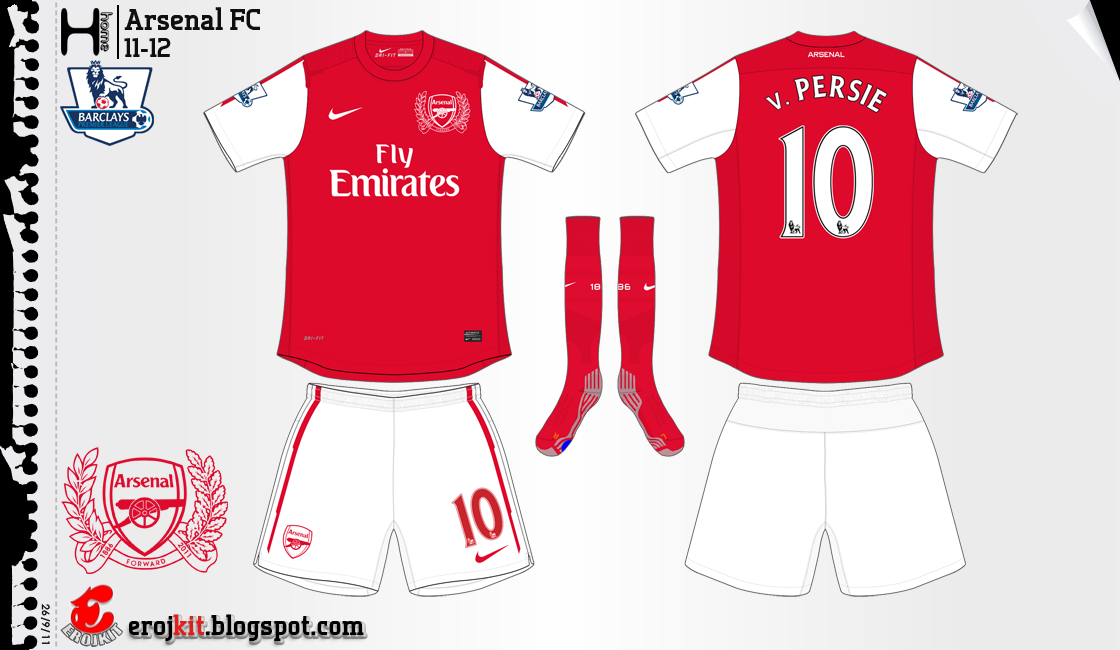 Kit Design, by eroj: 2011-12 Arsenal (Home e Away)