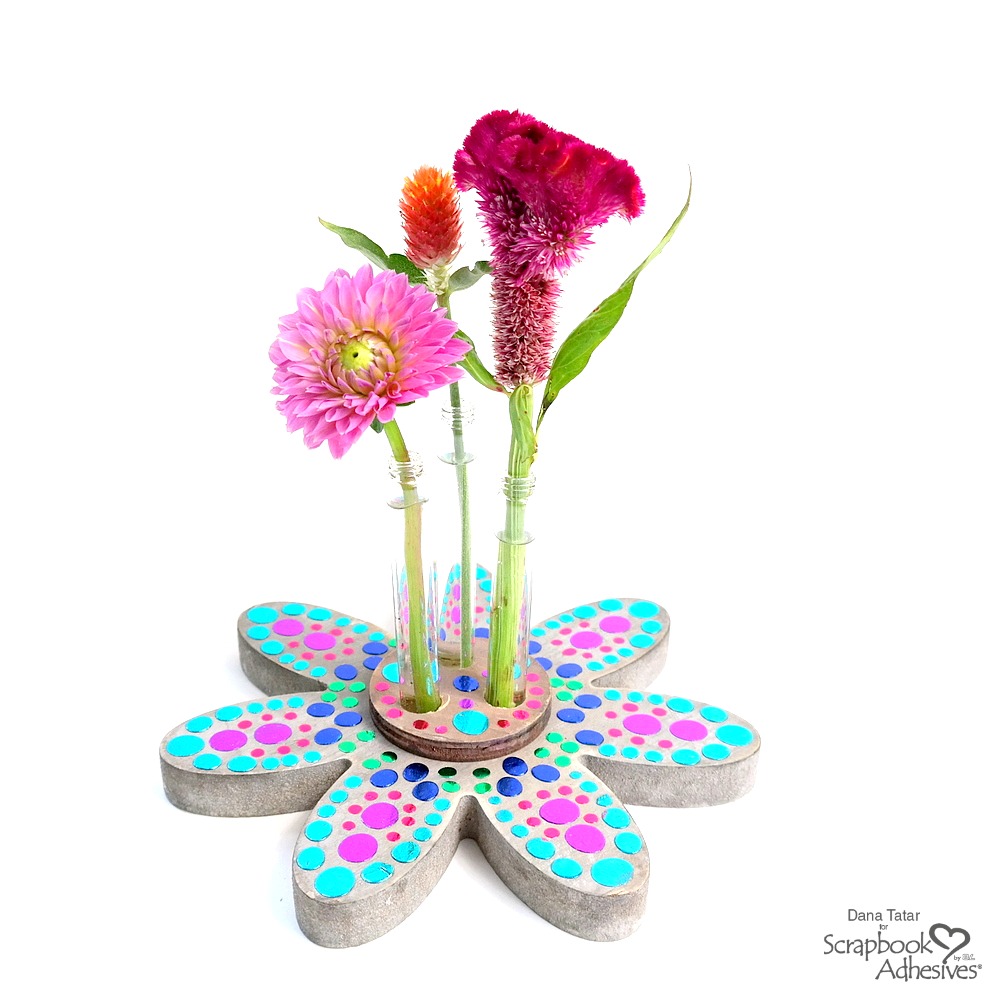 Foiled Dot Mandala Bud Vase Centerpiece - Scrapbook Adhesives by 3L