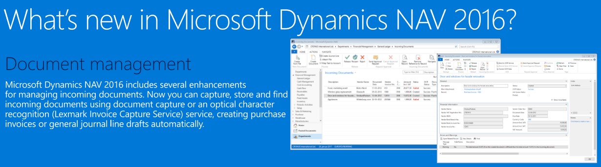 Microsoft Dynamics NAV 2016 - Documentation Management. Microsoft Dynamics NAV 2016 - Documentation Management.