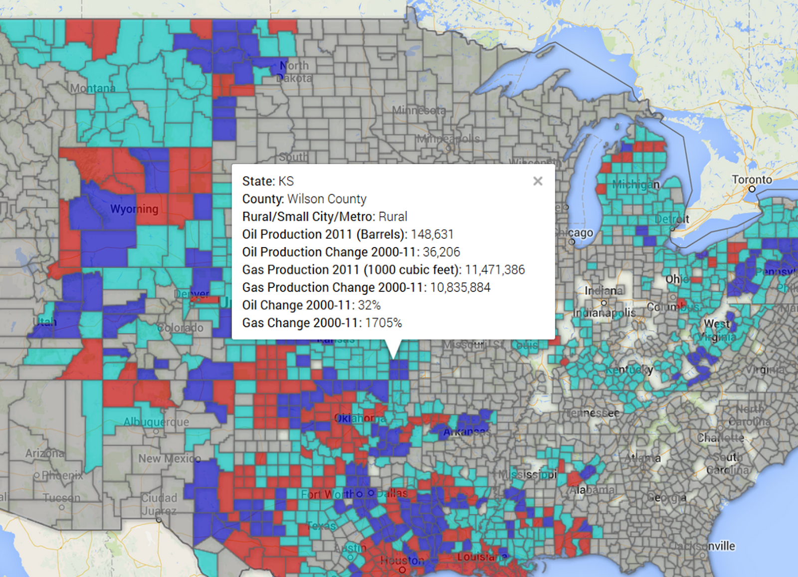 The Rural Blog: Interactive map shows all counties' oil and gas yield
