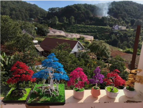 Created Bonsai Handmade By Wrapping, Cutting and Joining Colorful ...