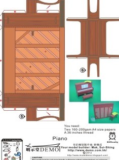 Piano with seat scale 1:12 Papercraft Model - PAPEROX FREE PAPERCRAFT