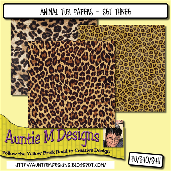 Auntie M Designs: Animal Fur Papers - Set Three