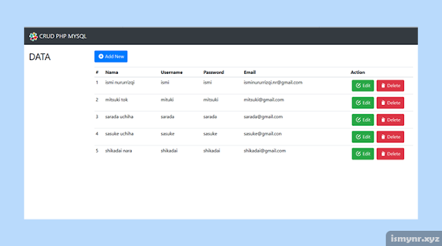 Membuat CRUD Sederhana Dengan PHP dan MYSQL Bootstrap Dengan Form ...