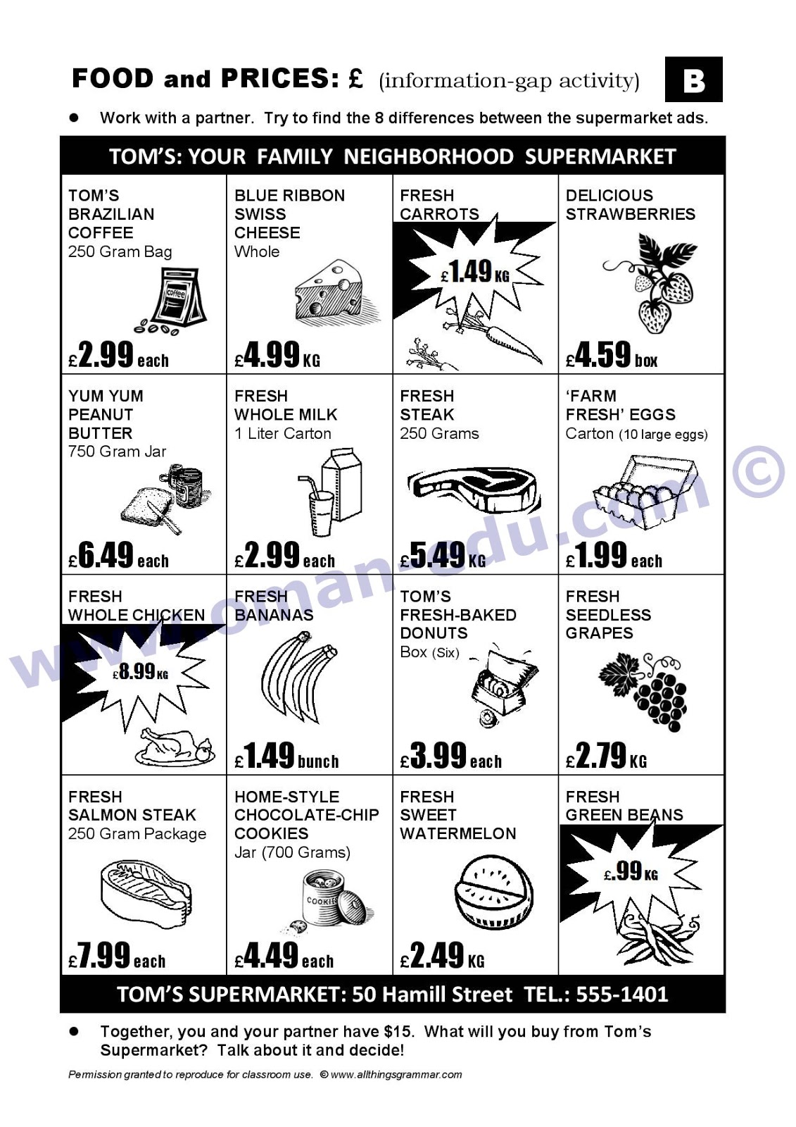 FOOD and PRICES ( INFORMATION - GAP ACTIVITY ) - المناهج العمانية