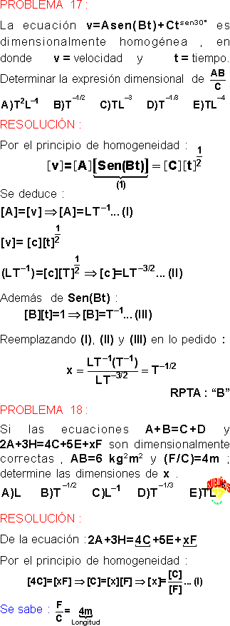 ANÁLISIS DIMENSIONAL PRINCIPIO DE HOMOGENEIDAD FÓRMULAS EMPIRICAS ...