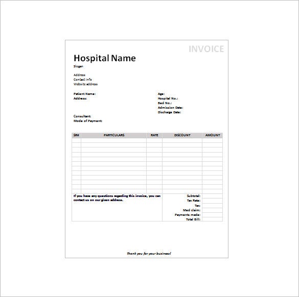 Medical Bill Format Invoice Template Medical Bill Format Invoice Template