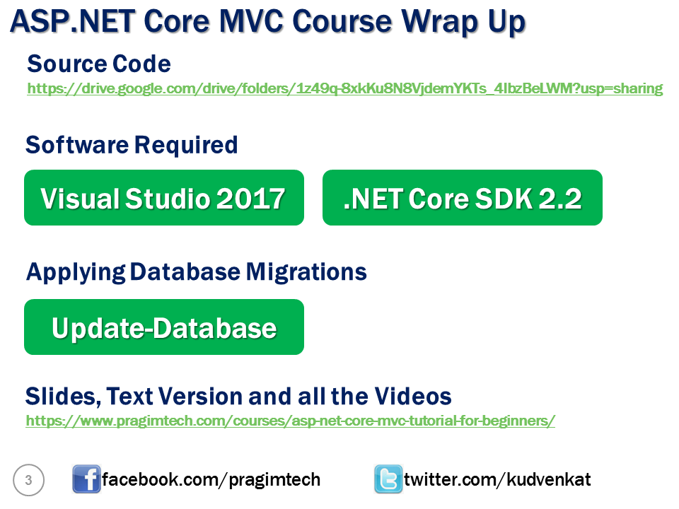 Sql Server Net And C Video Tutorial Aspnet Core Mvc Course Wrap Up Slides