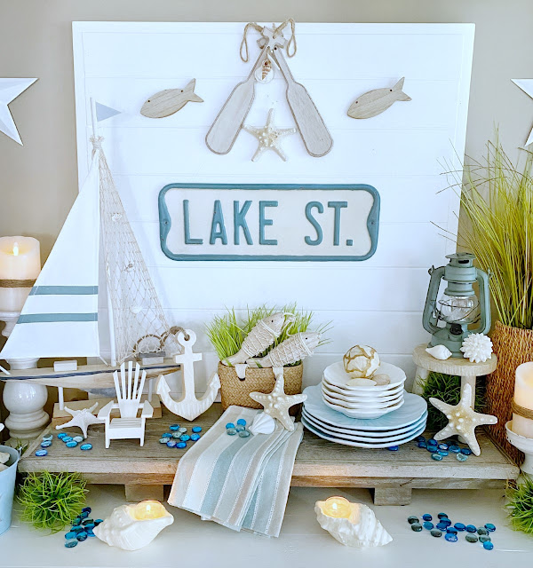 Dining Delight: Lake-Themed Buffet Set-Up on the Kitchen Sideboard