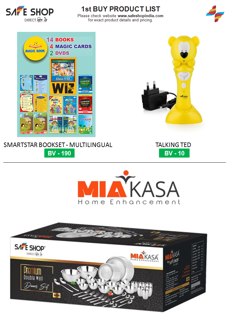 SAFE SHOP PRODUCT DETAILS FOR JOINING | SAFE SHOP ALL PRODUCTS LIST WITH BV