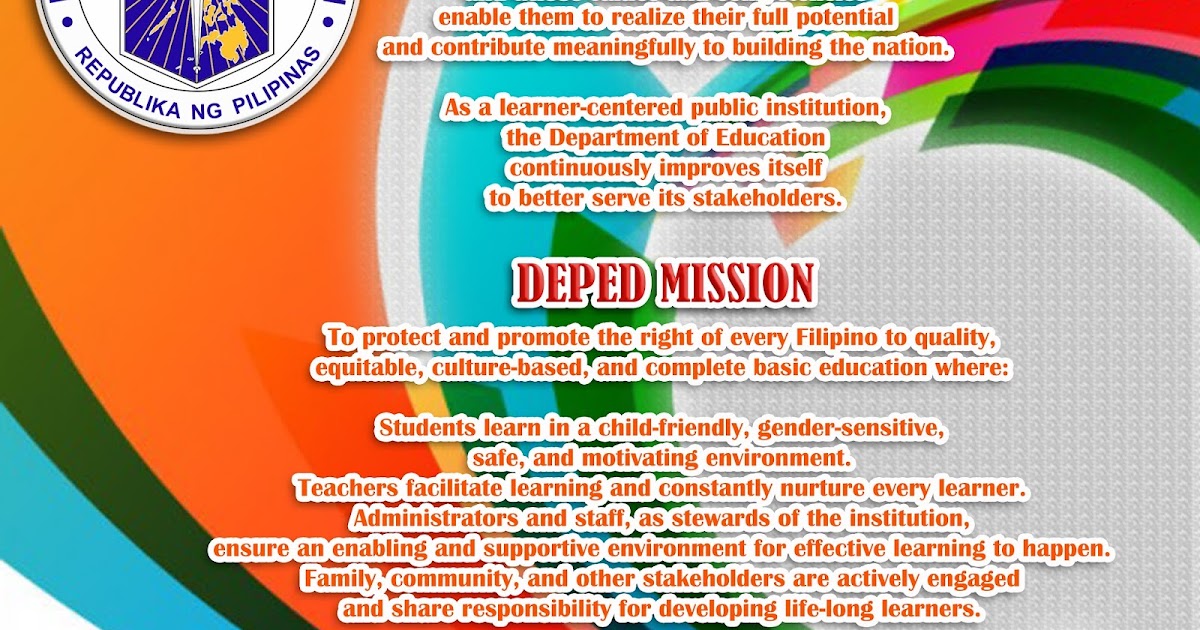 Teacher Sheila's Lessons Portal: DepEd Mission Vission