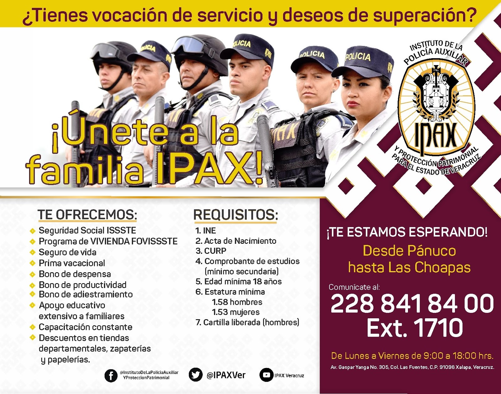 ESTADO: IPAX OFRECE EMPLEO A QUIENES TIENEN LA VOCACIÓN DE LA CARRERA POLICIAL