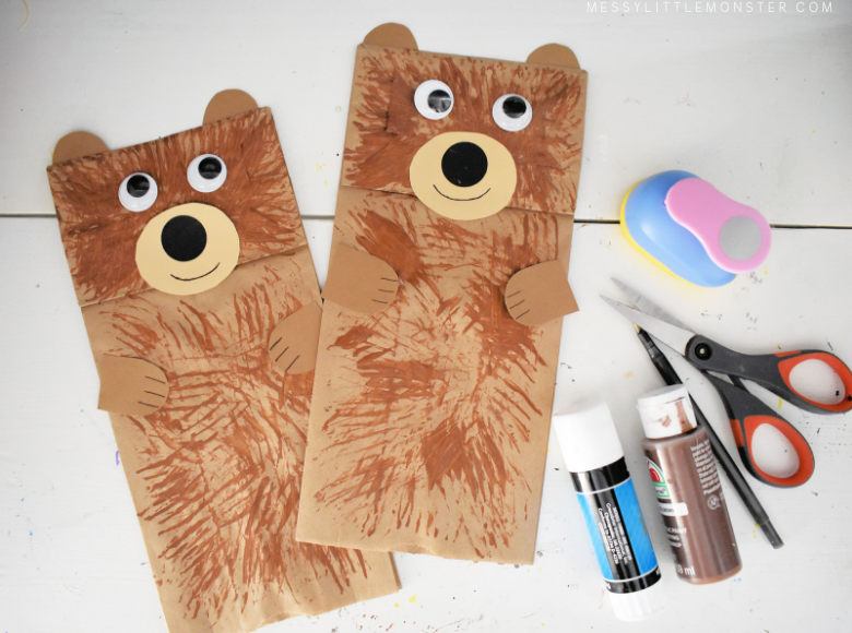 Paper Bag Bear Craft - How to Make Bear Paper Bag Puppets - Messy ...