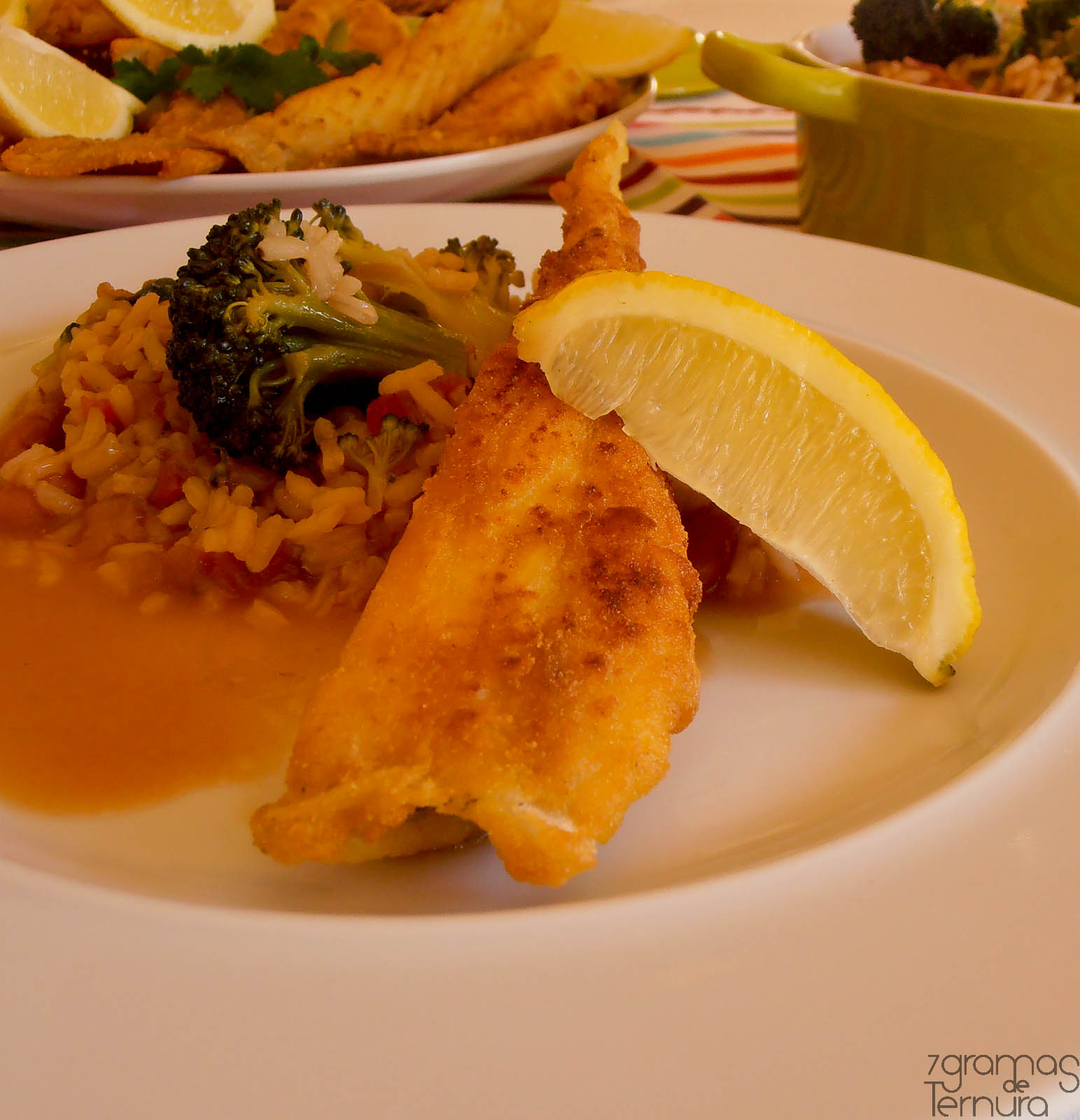 Raia Frita com Arroz Malandro de Feijão e Bróculos | 7gramas de ternura