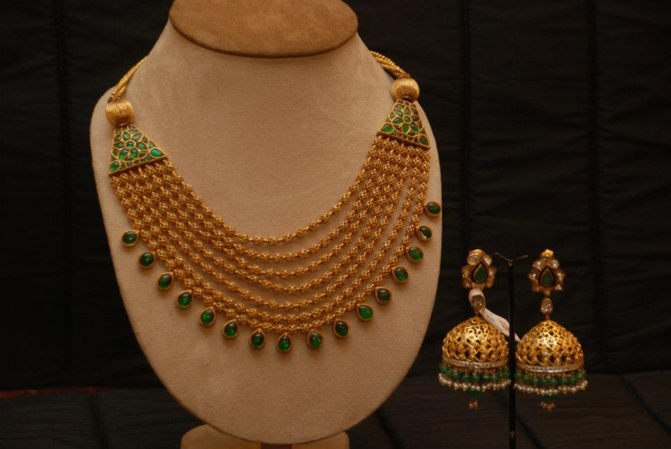 Multi Layered Gold Necklace Jewellery Designs