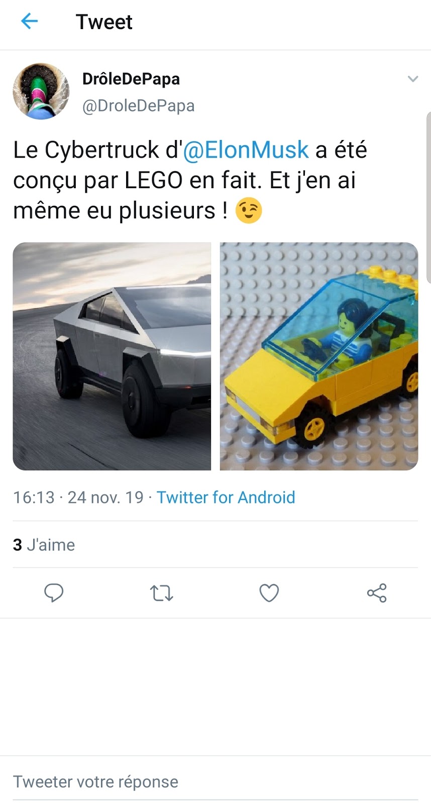 LEGO lutine le « Cybertruck » Tesla d’Elon Musk