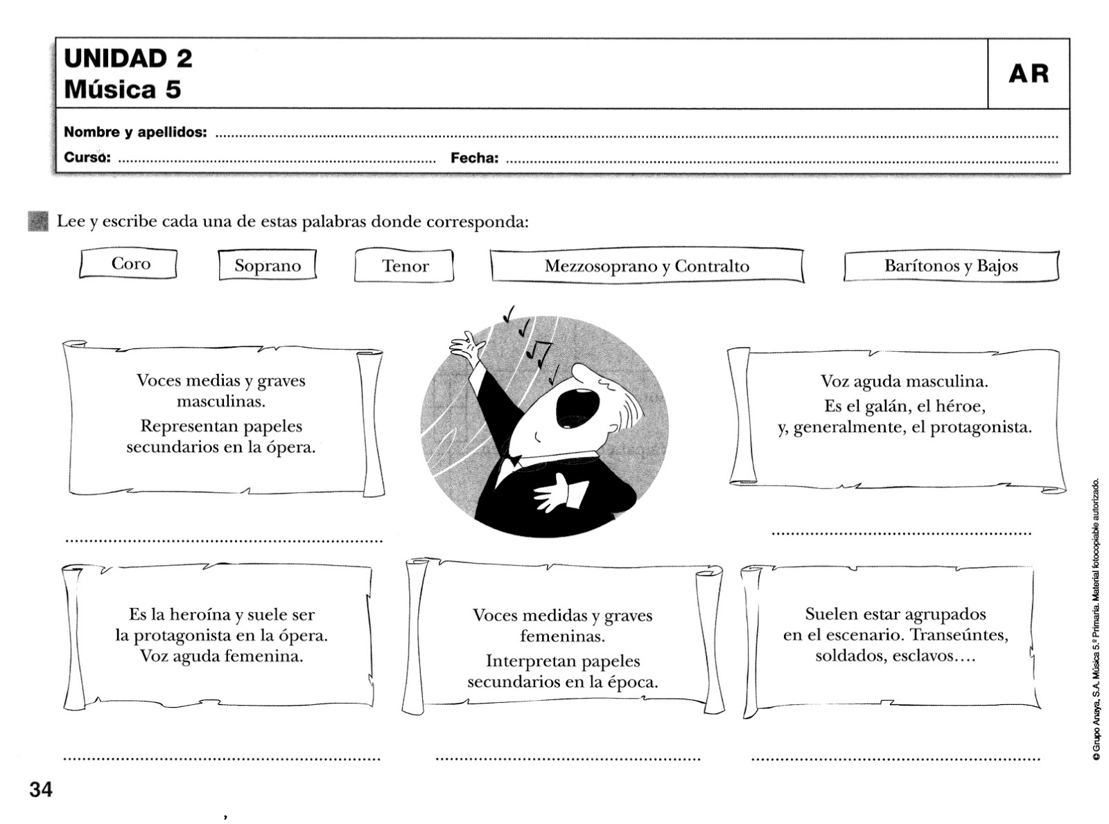 Creative Music World : 1st & 2nd GradeTipos de Voces