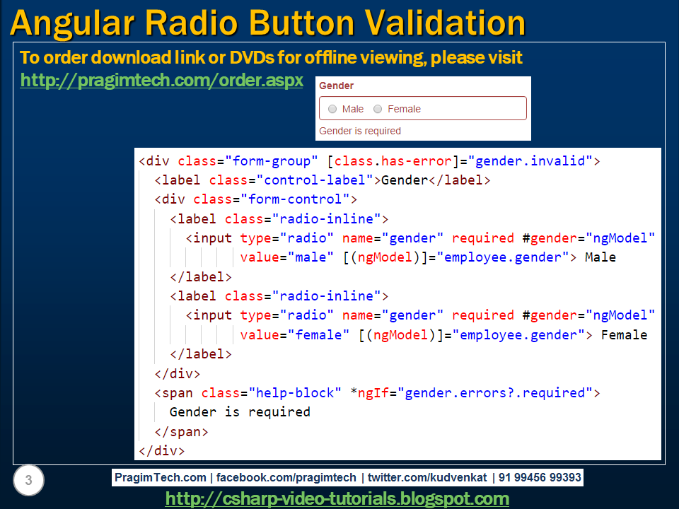 Sql server, .net and c# video tutorial: Angular radio button validation ... Sql server, .net and c# video tutorial: Angular radio button validation ...