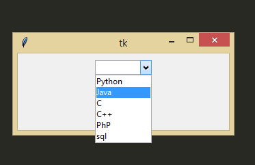 Combobox In Tkinter - Dynamic Coding