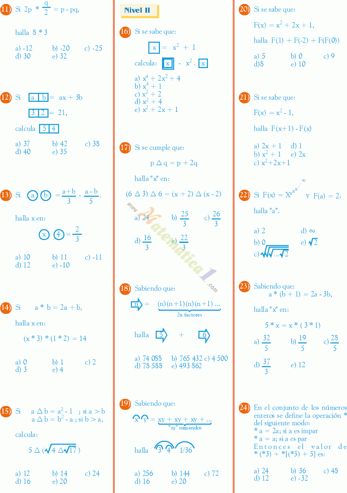 OPERADORES MATEMATICOS EJERCICIOS RESUELTOS DE COLEGIO O SECUNDARIA PDF