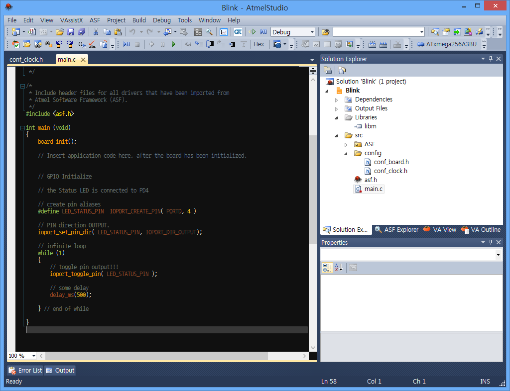 Play with AVR: Simple Blink example for XMEGA (using ASF)