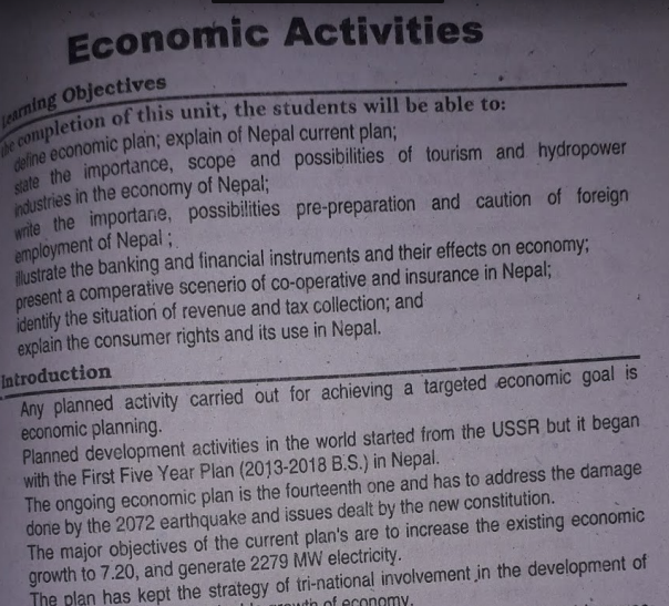 Economic Activities - Social Studies Guide Class 10 - IOE NOTE