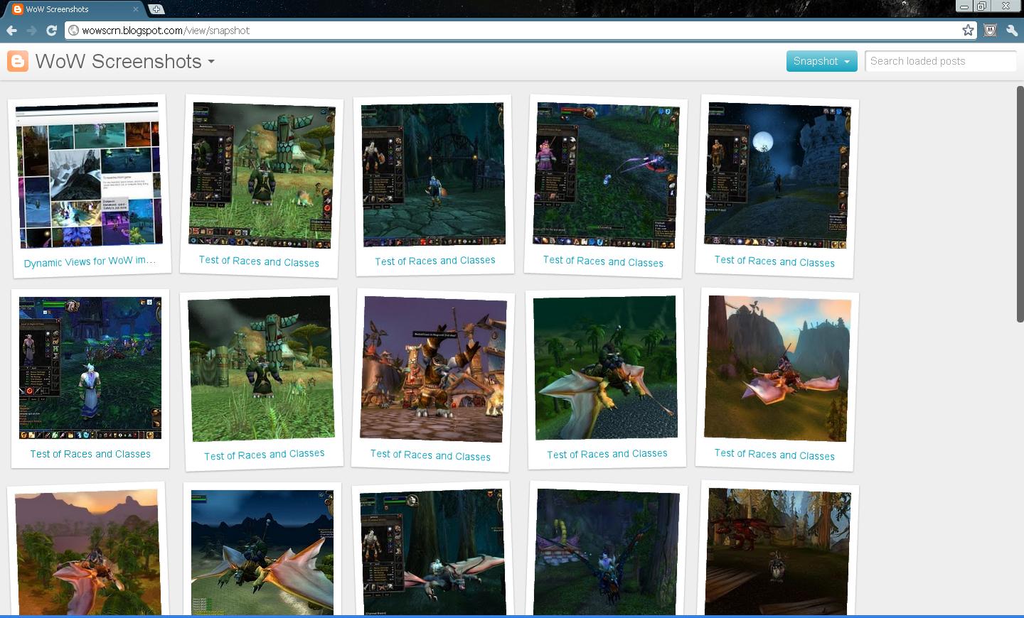 WoW Screenshots: How to set the Dynamic Views in blog?