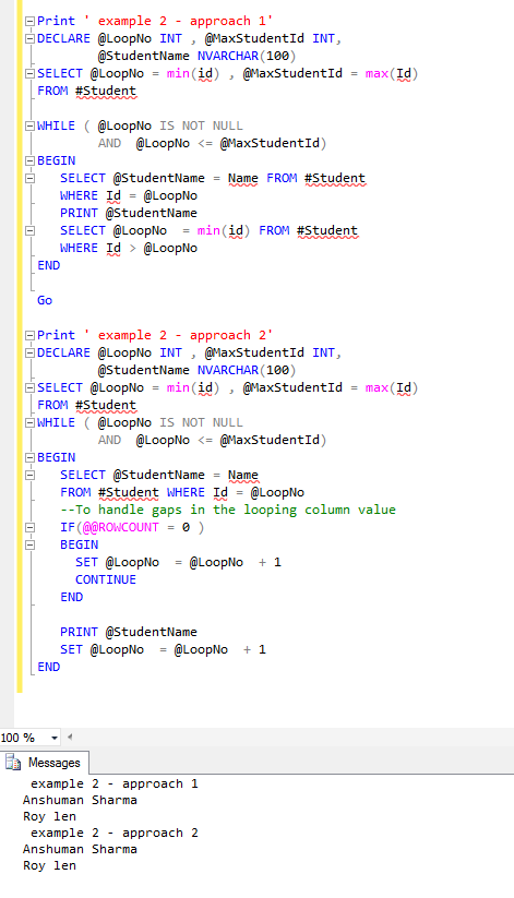 Looping through table records in Sql Server - Dot Net Office Looping through table records in Sql Server - Dot Net Office