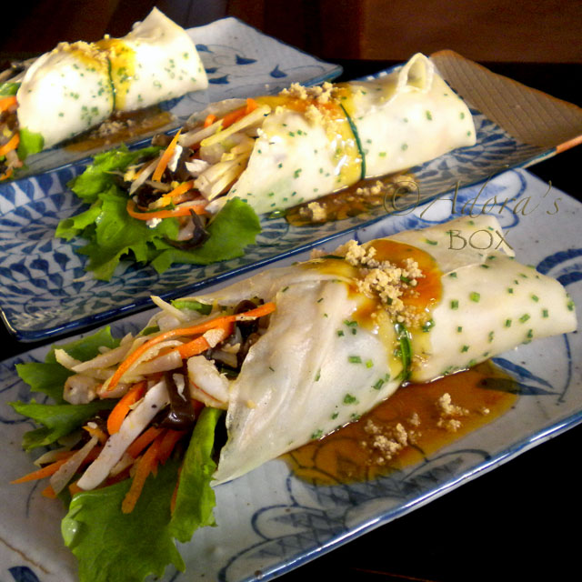 Adora's Box: BAMBOO SHOOT LUMPIA IN CHIVE WRAPPER
