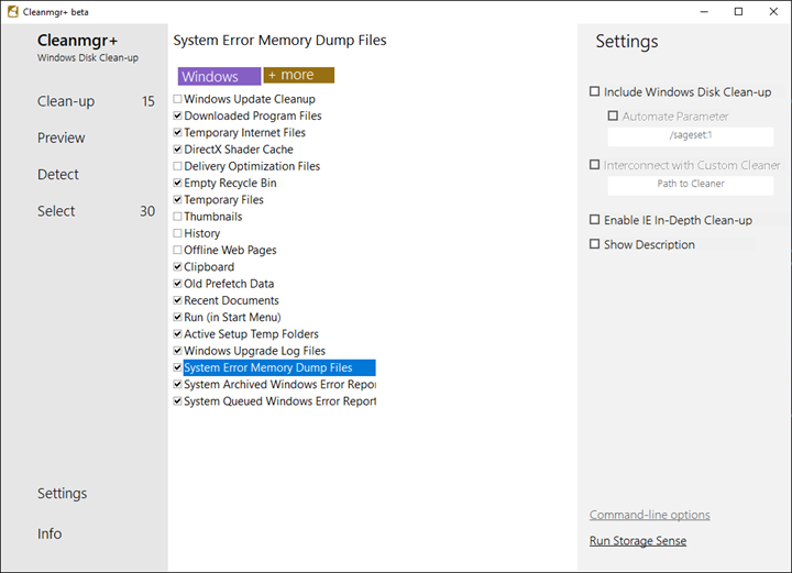 Cleanmgr+ Windows 10 için zengin özellikli taşınabilir disk temizleme aracı
