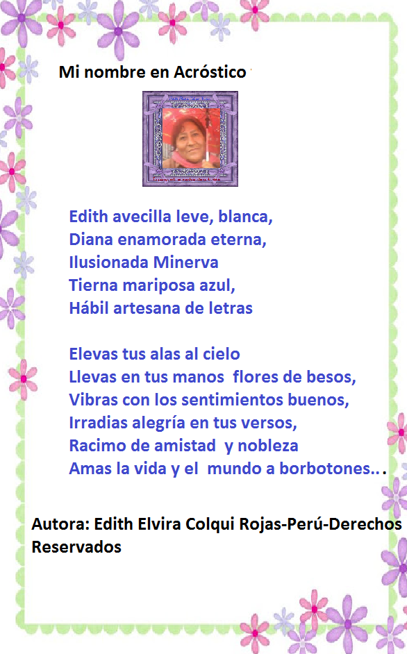 El Blog de Elvira Colqui Rojas : Mi nombre en Acróstico