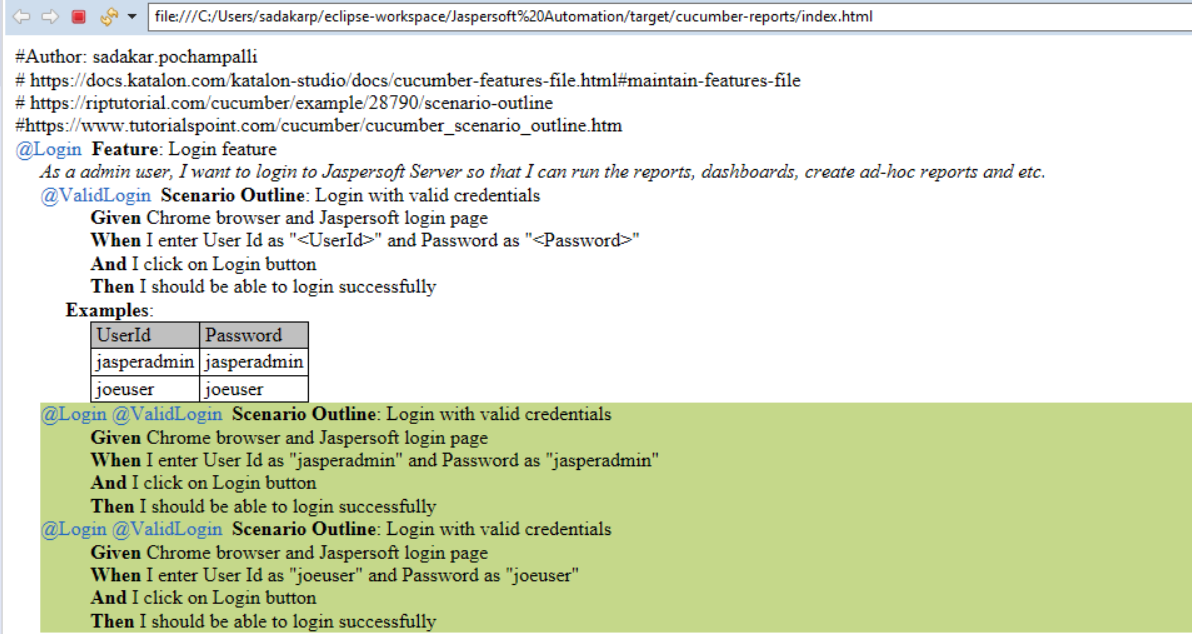 Jaspersoft Reports Server Valid Login And Invalid Login Automation