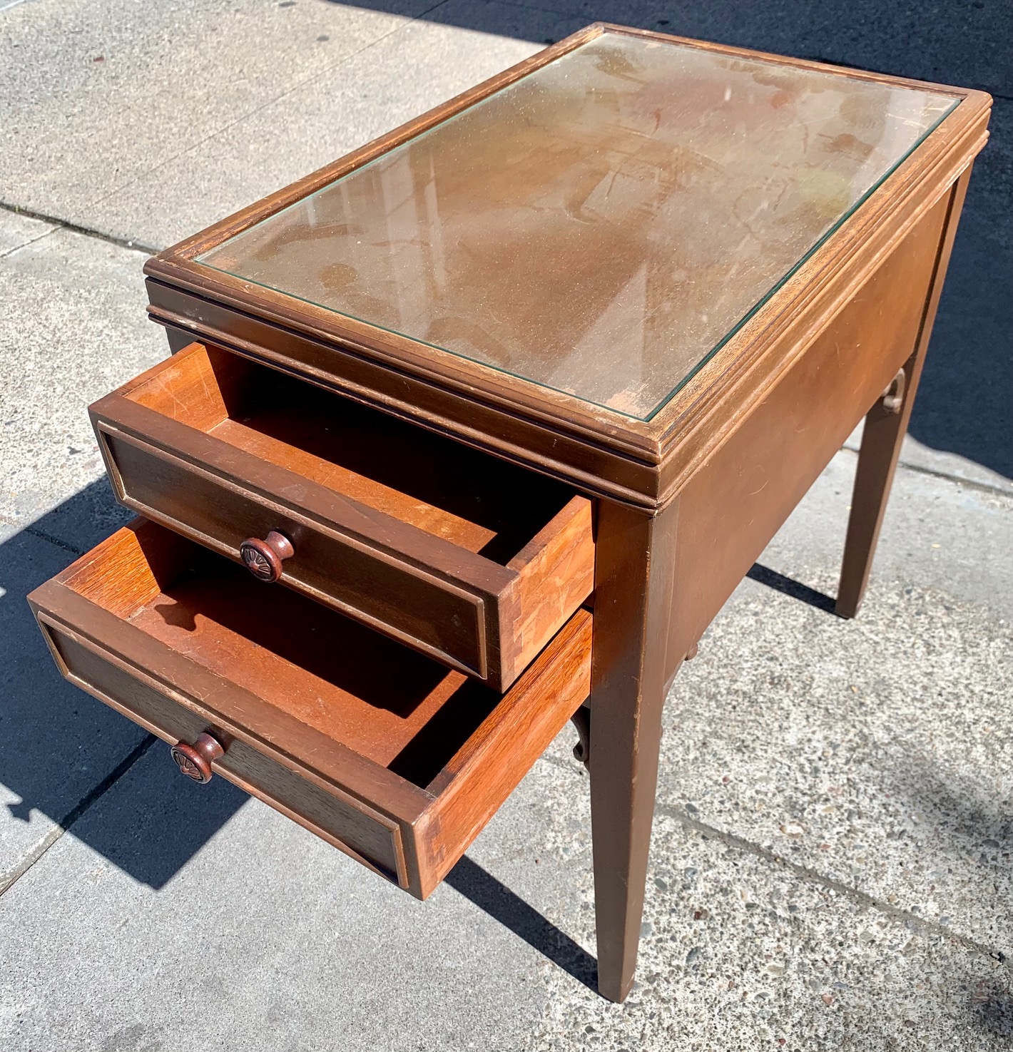 UHURU FURNITURE & COLLECTIBLES: SOLD #104333 Pair of Glass Inlay Top ...