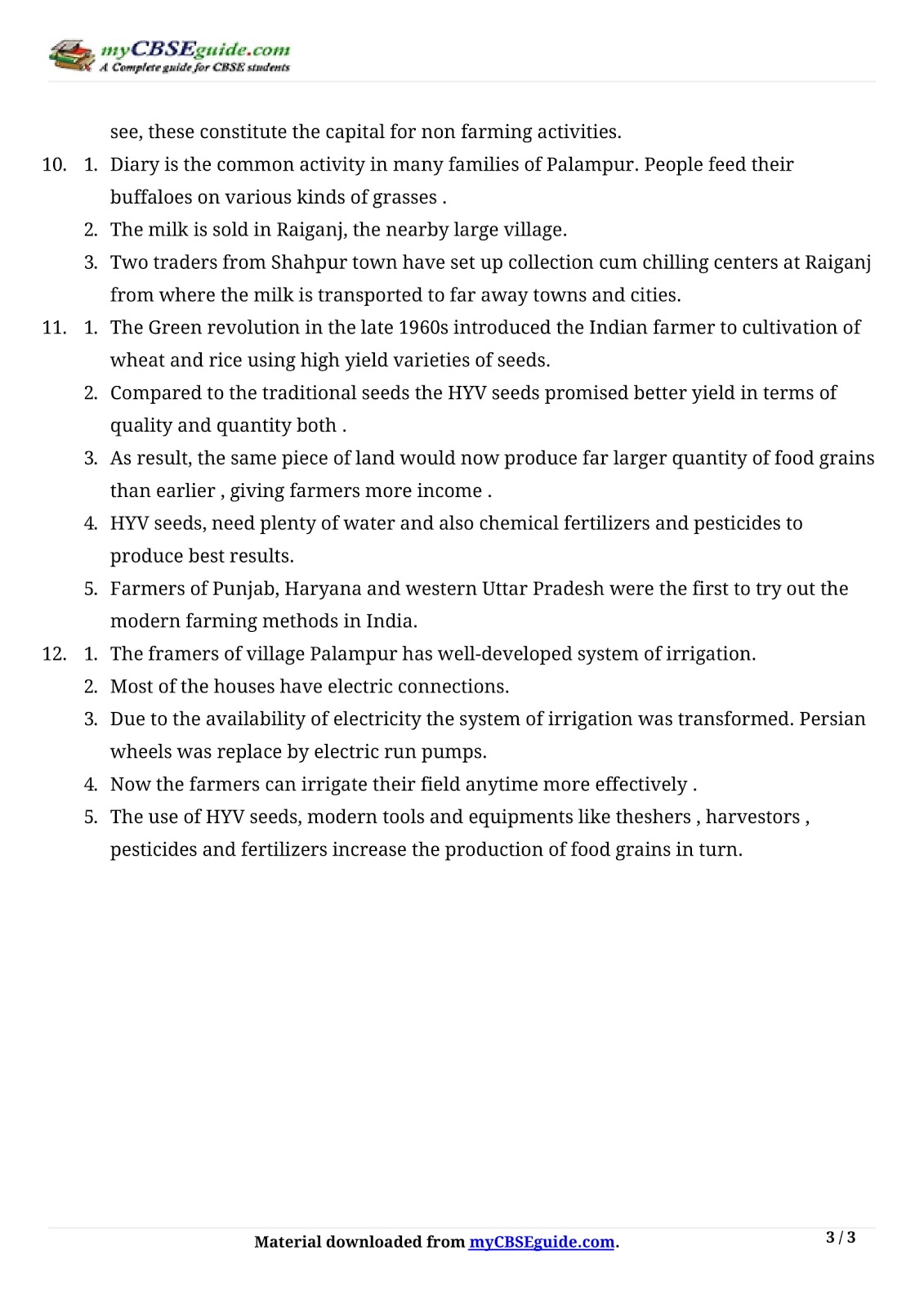 The story of village palampur 9th economics chapter 1: Sample Question ...