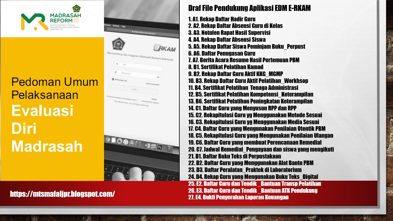 Contoh File Pendukung Aplikasi EDM E-RKAM - MTs Maftahul Falah Jepara