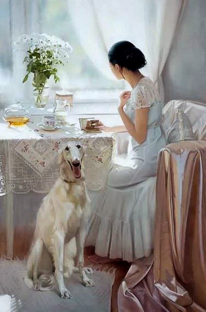 IMAGENES Y CONCEPTOS DEL ARTE MODERNO: Ventanal con Flores y Mujer ...