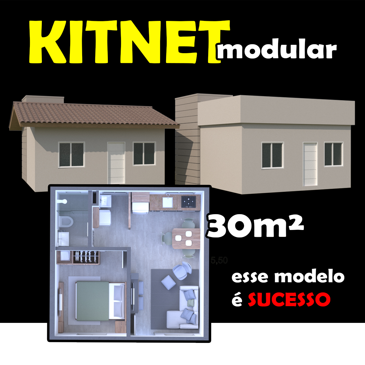 PROJETO ONLINE: PROJETO DE KITNET (MODULAR) PARA ALUGAR E INVESTIR